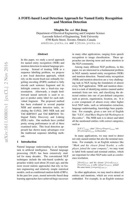 a fofe based local detection approach for named entity recognition and mention detection deepai