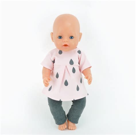 Przytullale Ubranka Dla Lalki Baby Born 43Cm Tunika W Krople I Legginsy