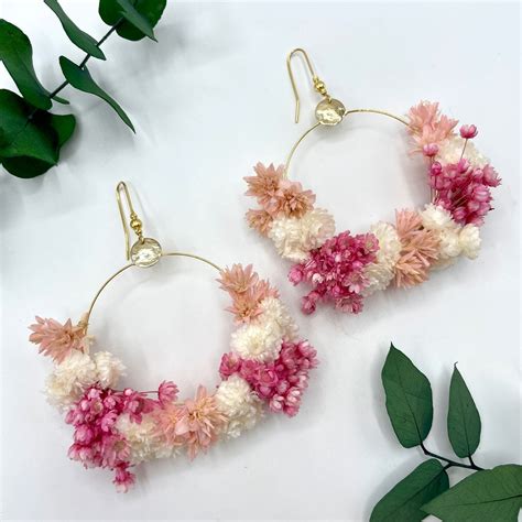 Boucles d oreilles Rigorda fleurs stabilisées roses BFlower