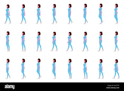Female Doctor Character Walk Cycle Animation Sequence Loop Animation