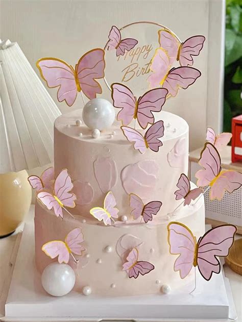 Sztuk Motyl Toppery Na Ciasto Urodziny Pieczenie Dekoracje Mini