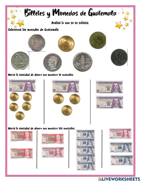 Billetes Y Monedas De Guatemala Interactive Worksheet Ejercicios