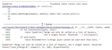 python typeerror merge can only be called on a list of tensors not a single tensor in keras