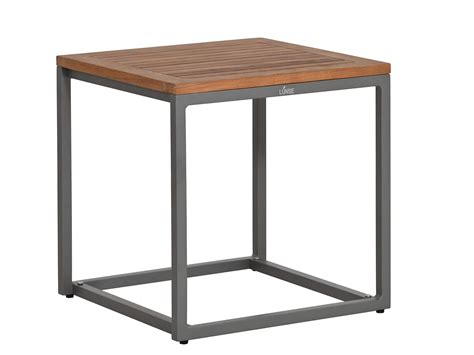 Aluminium Teakholz Beistelltisch Outdoor 45x45cm Gartenmöbel Lünse
