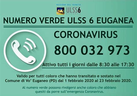 Coronavirus L Ulss Euganea Attiva Un Nuovo Numero Verde