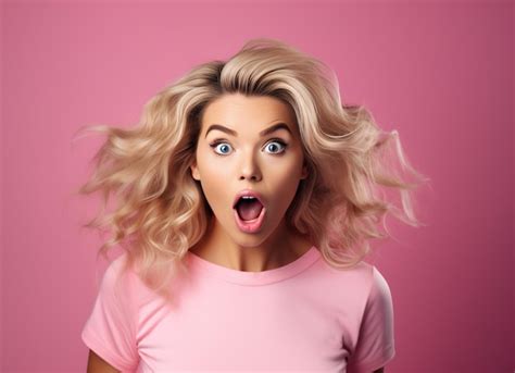 Premium Ai Image Beautiful Blonde Girl Surprise Shocked