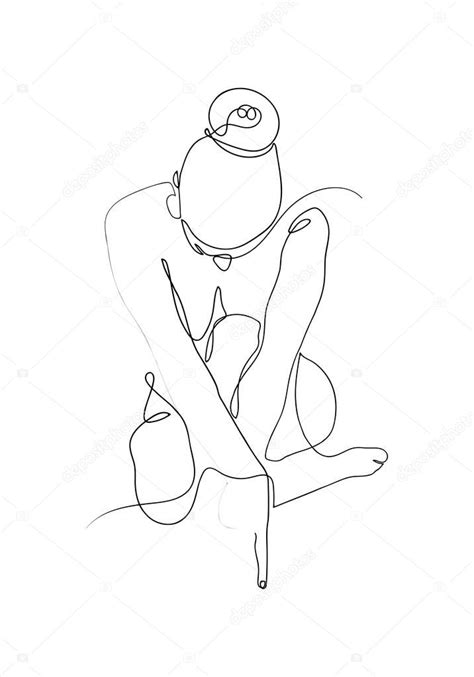 Línea continua Mujer desnuda o dibujo de una línea sobre fondo blanco
