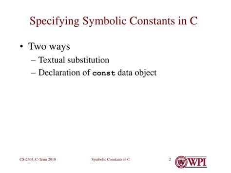 PPT Digression Symbolic Constants In C PowerPoint Presentation