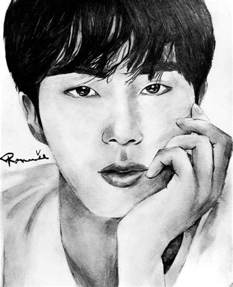 My First Drawing Of Jin Jinfanart Kimseokjin Kpopfanarts Bts Bts