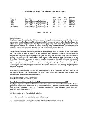 Fillable Online ELECTRON MICROSCOPE TECHNOLOGIST SERIES Fax Email Print