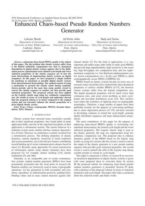 pdf enhanced chaos based pseudo random numbers generator