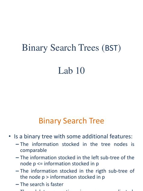 binary search trees lab 10 pdf theoretical computer science computer programming