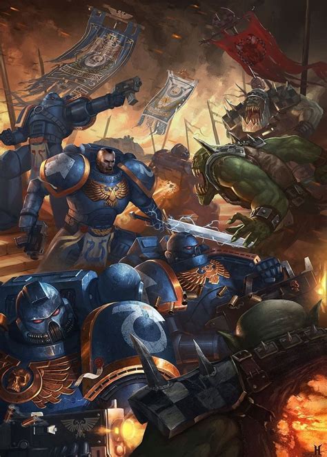 Solider And Orc Wallapper Warhammer 40 000 Ultramarines HD Wallpaper