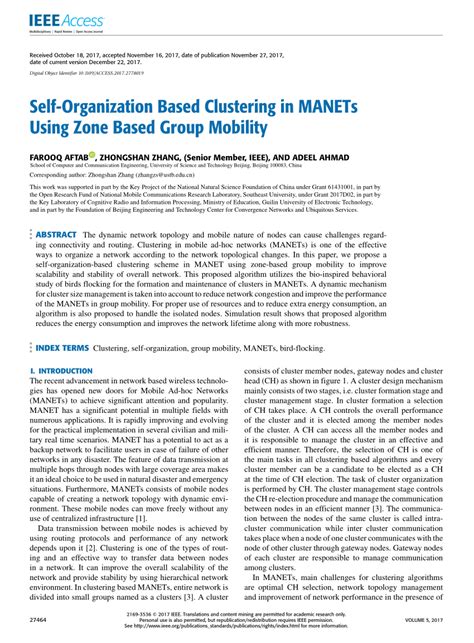 pdf self organization based clustering in manets using zone based group mobility