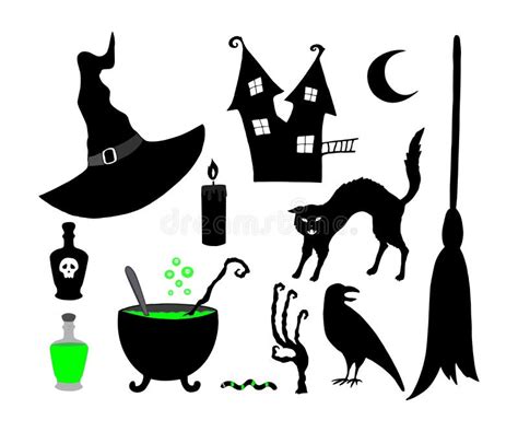 Conjunto De Atributos De Bruxa Halloween Bruxaria Ilustração do Vetor