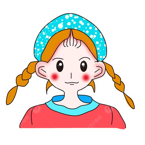 Linda Niña Caricatura Cabeza Pintada A Mano PNG Encantador Dibujos