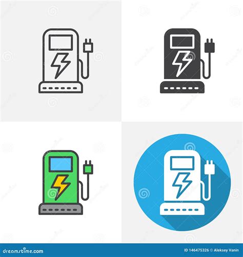 Icono De La Estaci n De Carga Del Coche El ctrico Ilustración del