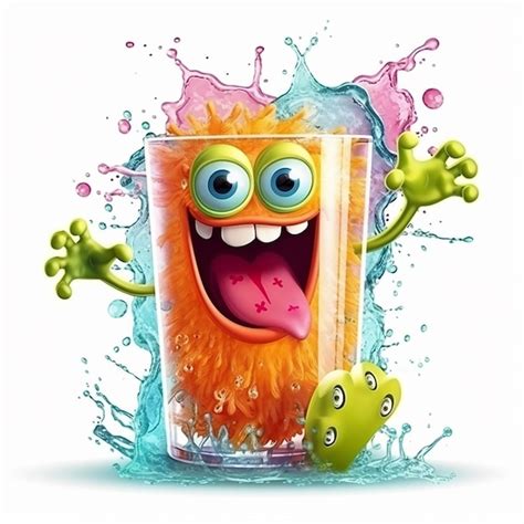 Un Personaje De Dibujos Animados Con Una Jud A Verde Y Un Vaso De Agua
