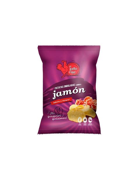 Patatas Onduladas sabor Jamón El Gallo Rojo 40 gramos