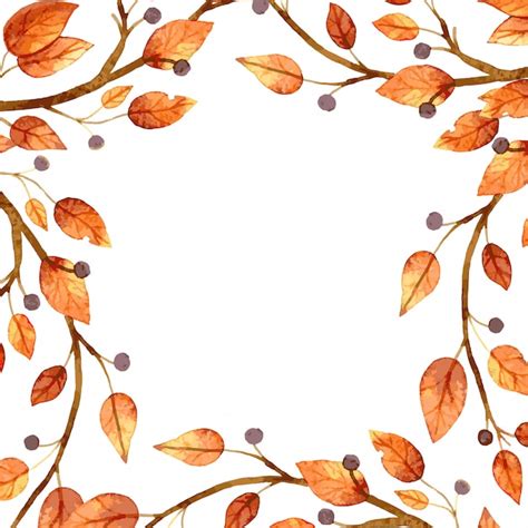 Premium Vector Watercolor Autumn Leaf Frame