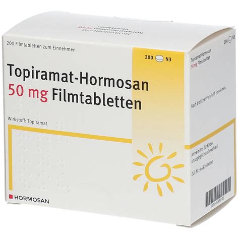 Topiramat Hormosan 50 Mg 200 St Mit Dem E Rezept Kaufen Shop Apotheke