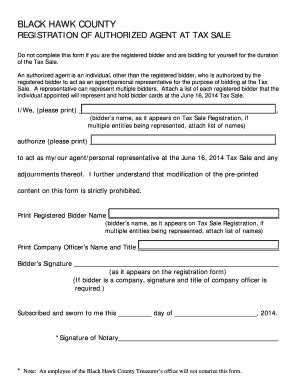 Fillable Online Co Black Hawk Ia Agent Authorization Form Black Hawk