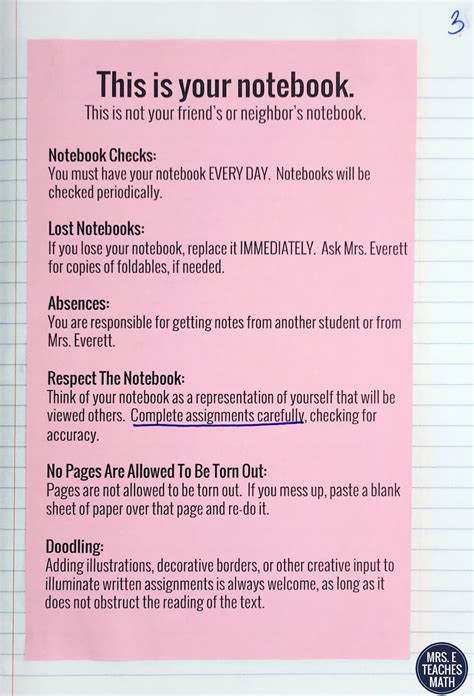Interactive Notebook Setup Mrs E Teaches Math