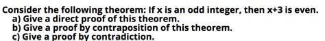 solved consider the following theorem if x is an odd