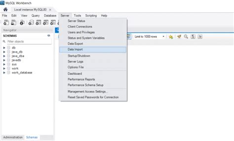 backup and restore a mysql database using mysql workbench mysqlcode
