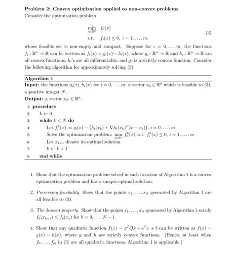 solved problem 2 convex optimization applied to non convex