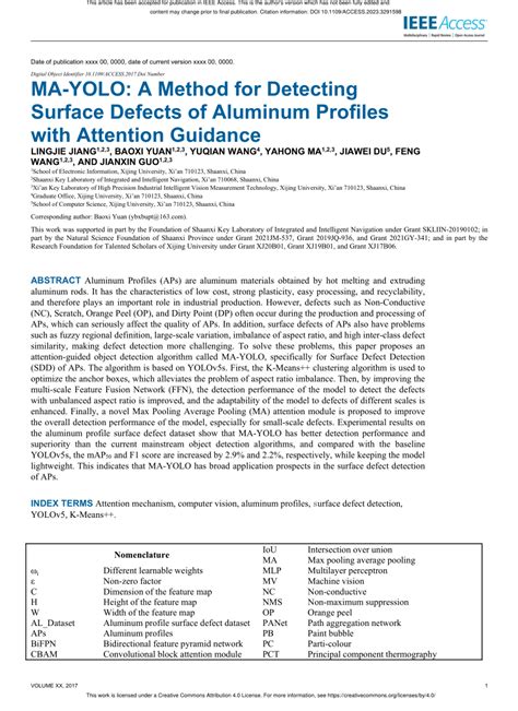 Pdf Ma Yolo A Method For Detecting Surface Defects Of Aluminum