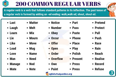 Important Regular Verbs Definition And Regular Verbs List