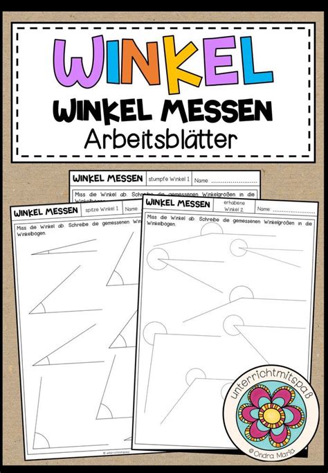 Winkel Winkel Messen Arbeitsbl Tter Unterrichtsmaterial Im Fach