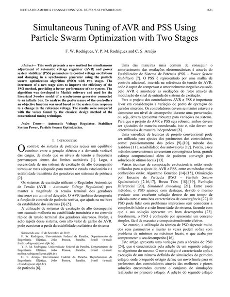 pdf simultaneous tuning of avr and pss using particle swarm optimization with two stages