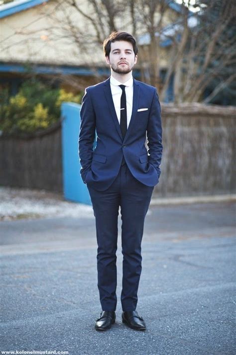 Men S Navy Suit White Dress Shirt Black Leather Double Monks Black
