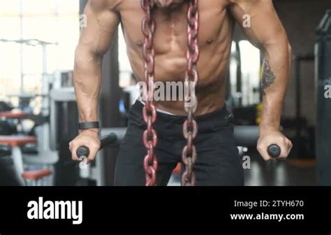 Handsome Strong Athletic Men Pumping Up Muscles Workout Fitness And