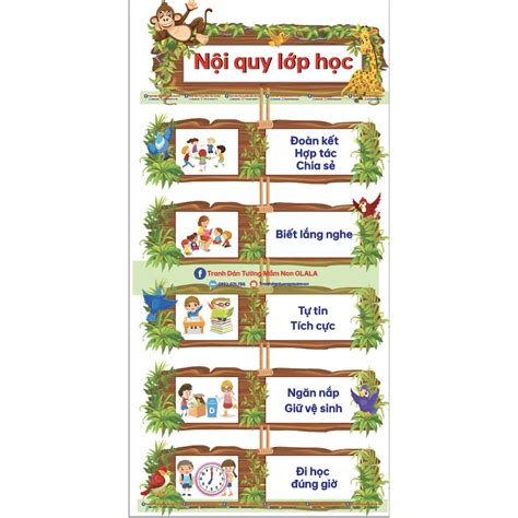 Decal NỘI QUY LỚP HỌC Trang Trí Trường Mầm Non Tiểu Học chính hãng 80 000đ