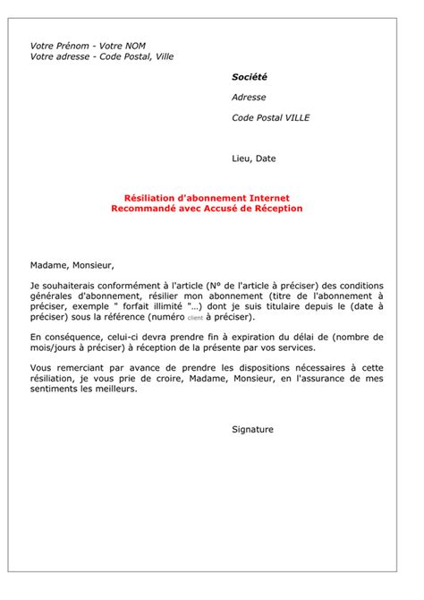 Demande de résiliation d abonnement téléchargement gratuit documents