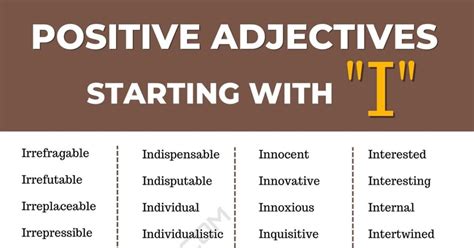 111 Positive Adjectives That Start With I In English 7ESL