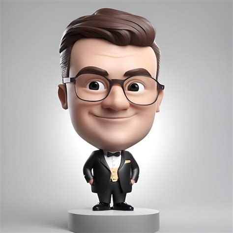 Ilustraci N En D De Un Personaje De Dibujos Animados Con Gafas De Pie