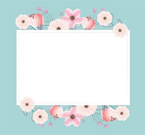 Moldura Floral Rosa Aquarela Vetor Premium