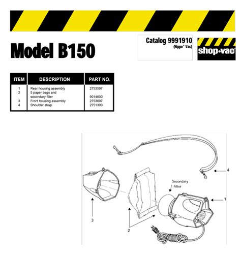 Schematic And Parts List For Shop Vac Model B150 VacuumsRUs