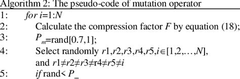 the pseudo code of mutation operator download scientific diagram