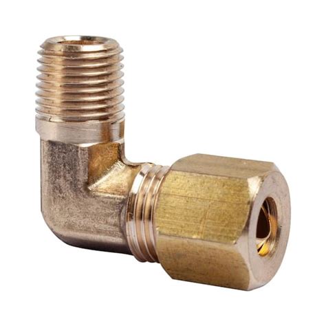 LTWFITTING 1 4 In O D X 1 8 In MIP Brass Compression 90 Degree Elbow