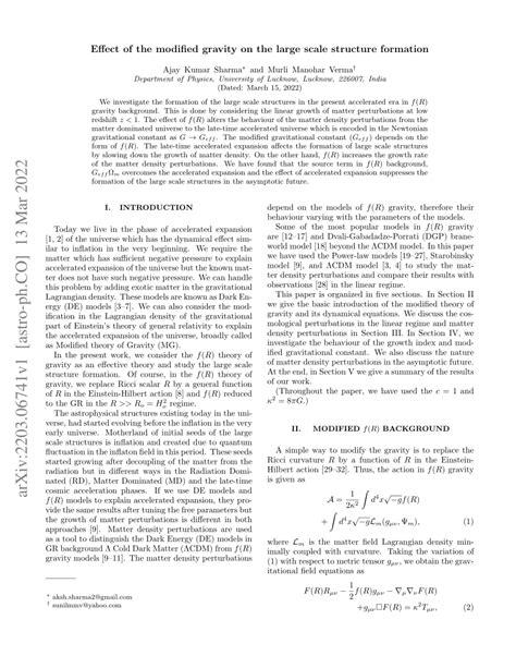 pdf effect of the modified gravity on the large scale structure formation