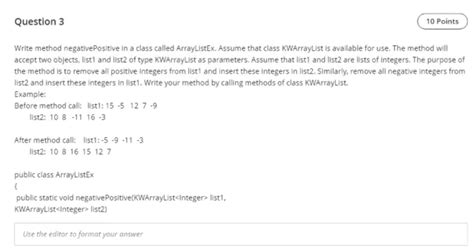 solved question 3 10 points write method negative positive