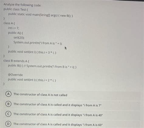 solved analyze the following code public class test{ public