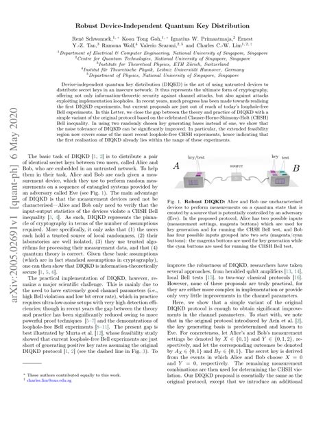 pdf robust device independent quantum key distribution