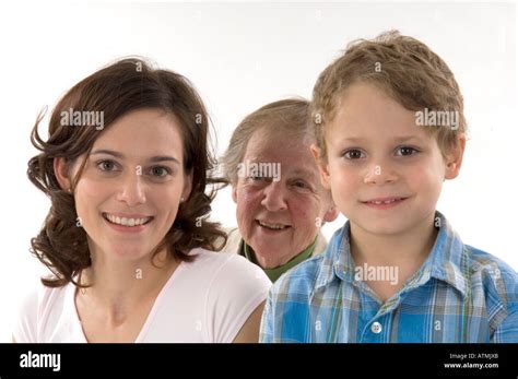 Grandmother Mother And Son Stock Photo Alamy