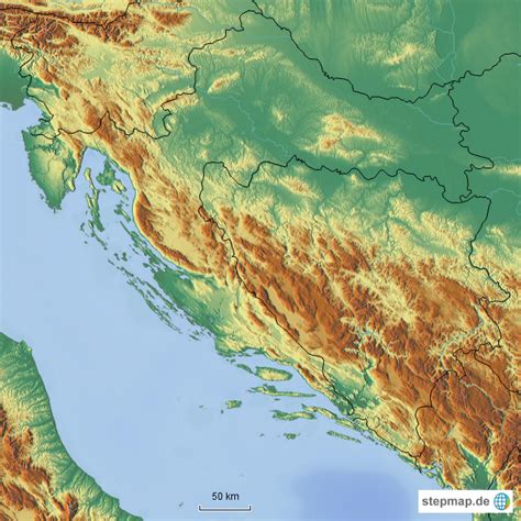 StepMap Kroatien Relief Landkarte für Kroatien